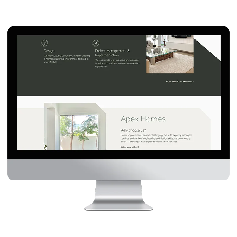 Apex Homes - Renovation company website - Healthy Pixels
